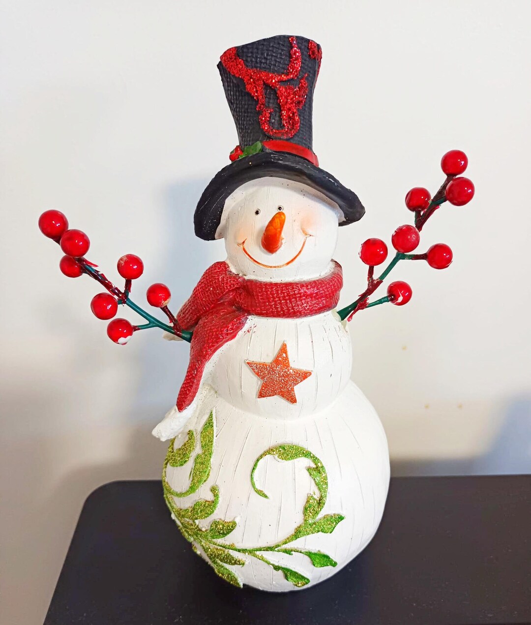 Vintage Beautiful Resin 7 Inches Multicolored Christmas Merry Snowman ...