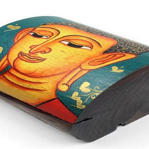 Vintage Antique Asian Style Hand Painted Wooden Buddha Box Handpainted ...