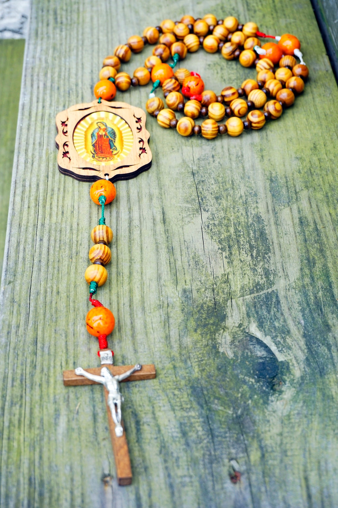 Jumbo Handmade Rosary Wall Holy Big Bead Centerpiece Virgen - Etsy