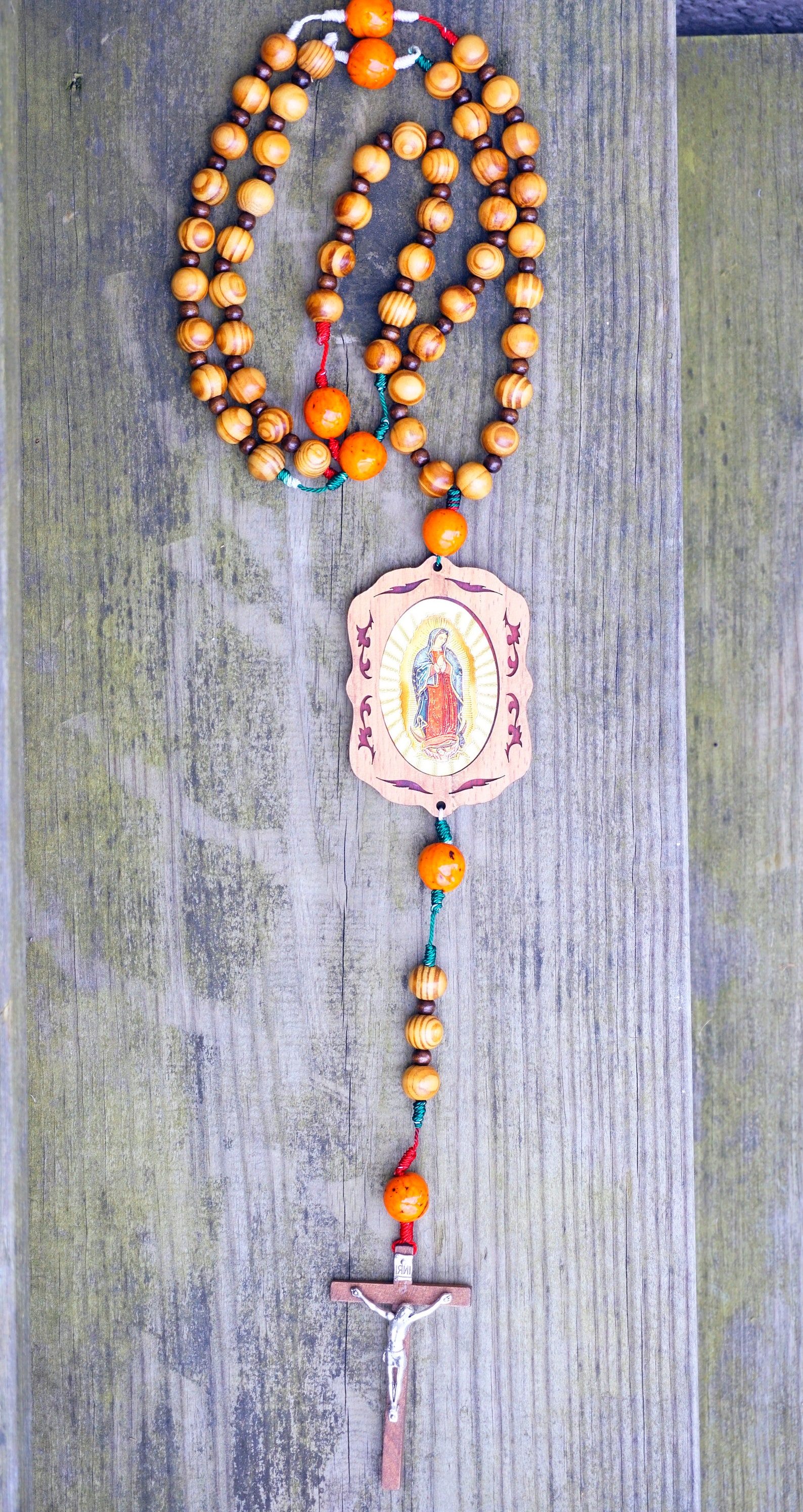 Jumbo Handmade Rosary Wall Holy Big Bead Centerpiece Virgen - Etsy