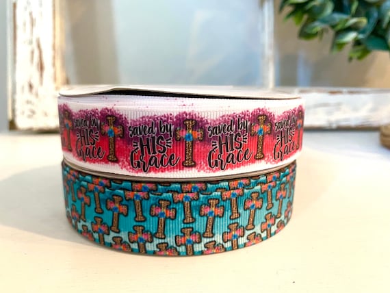 Saved by his Grace USDR ribbon us designer ribbon cross | Etsy