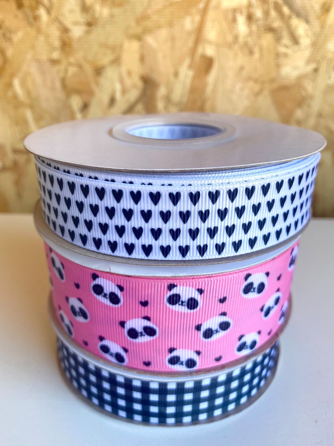 Cute Panda USDR, Panda Hearts Ribbon, Pink, Black and White Ribbon ...