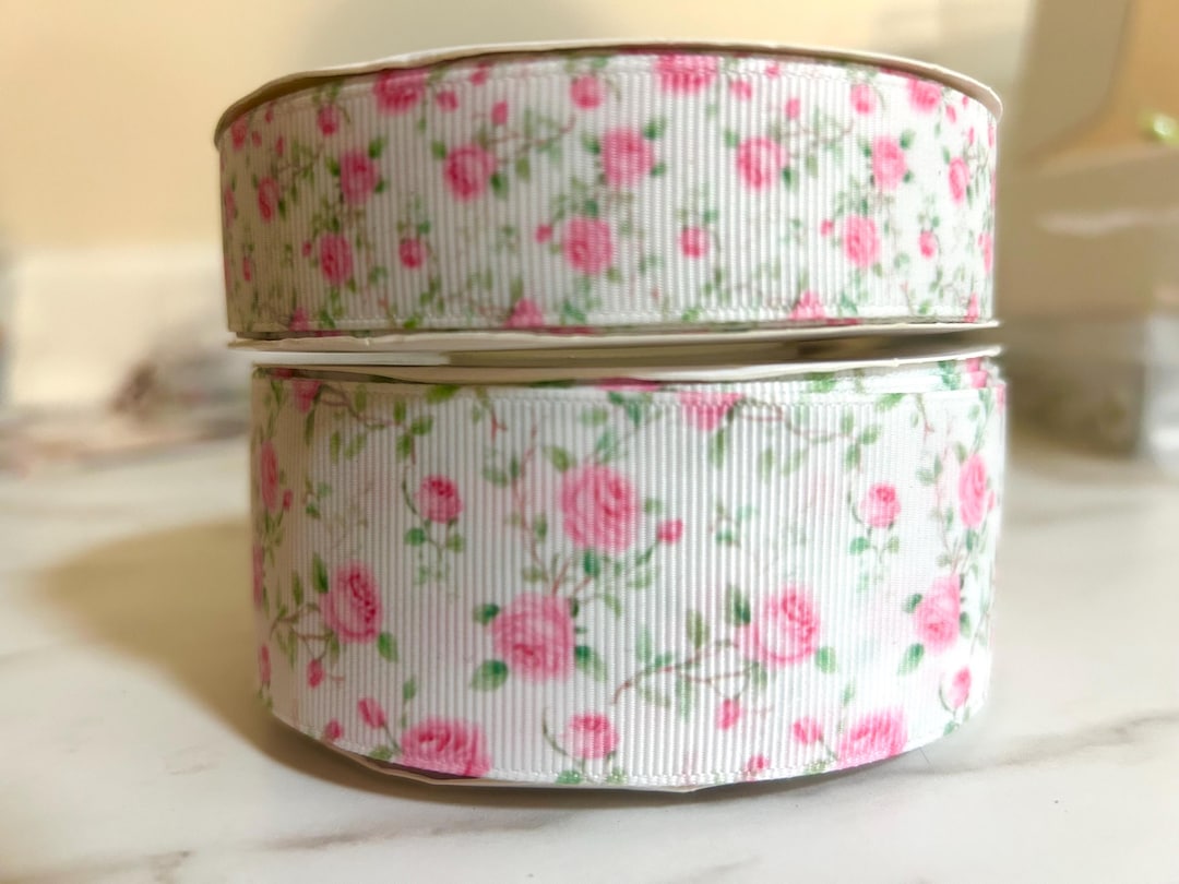 Shabby Chic Ribbon, Pink Rose USDR, Floral Ribbon - Etsy