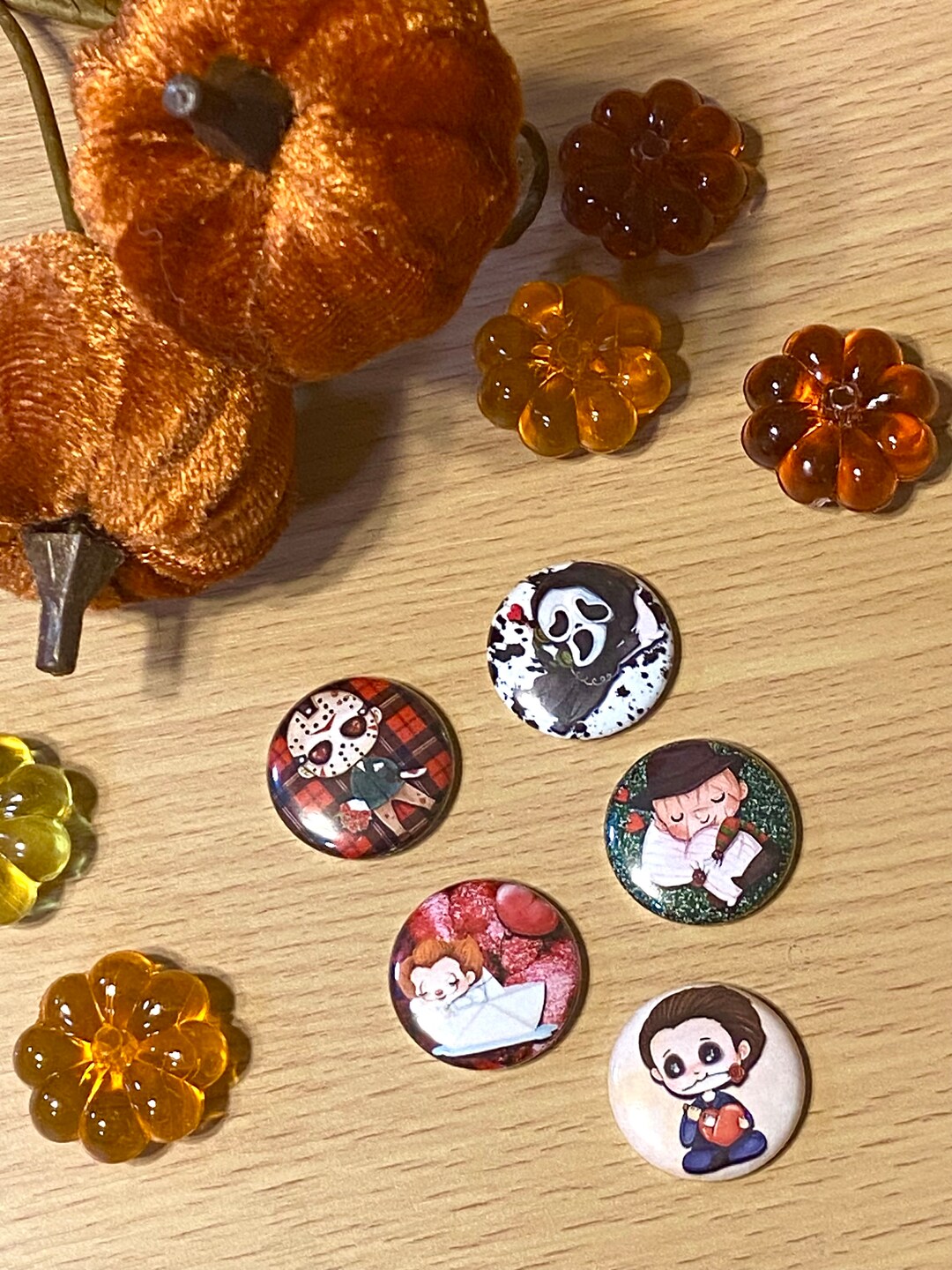 Cute Horror Movie Flatback Button Set (5) for Diy, Bows Etc Horror ...