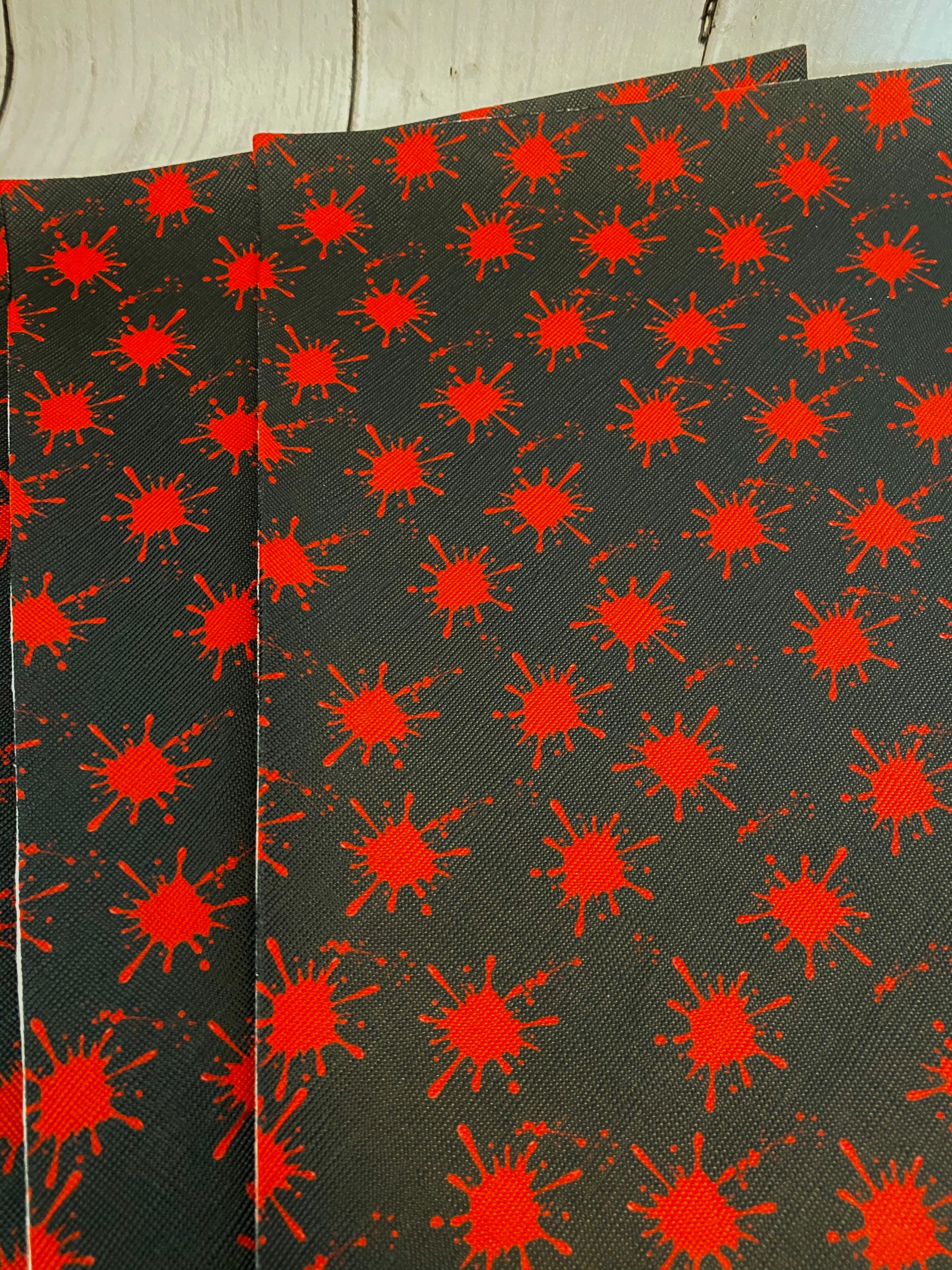 Black/ blood splatter faux leather sheet/ faux leather for - Etsy