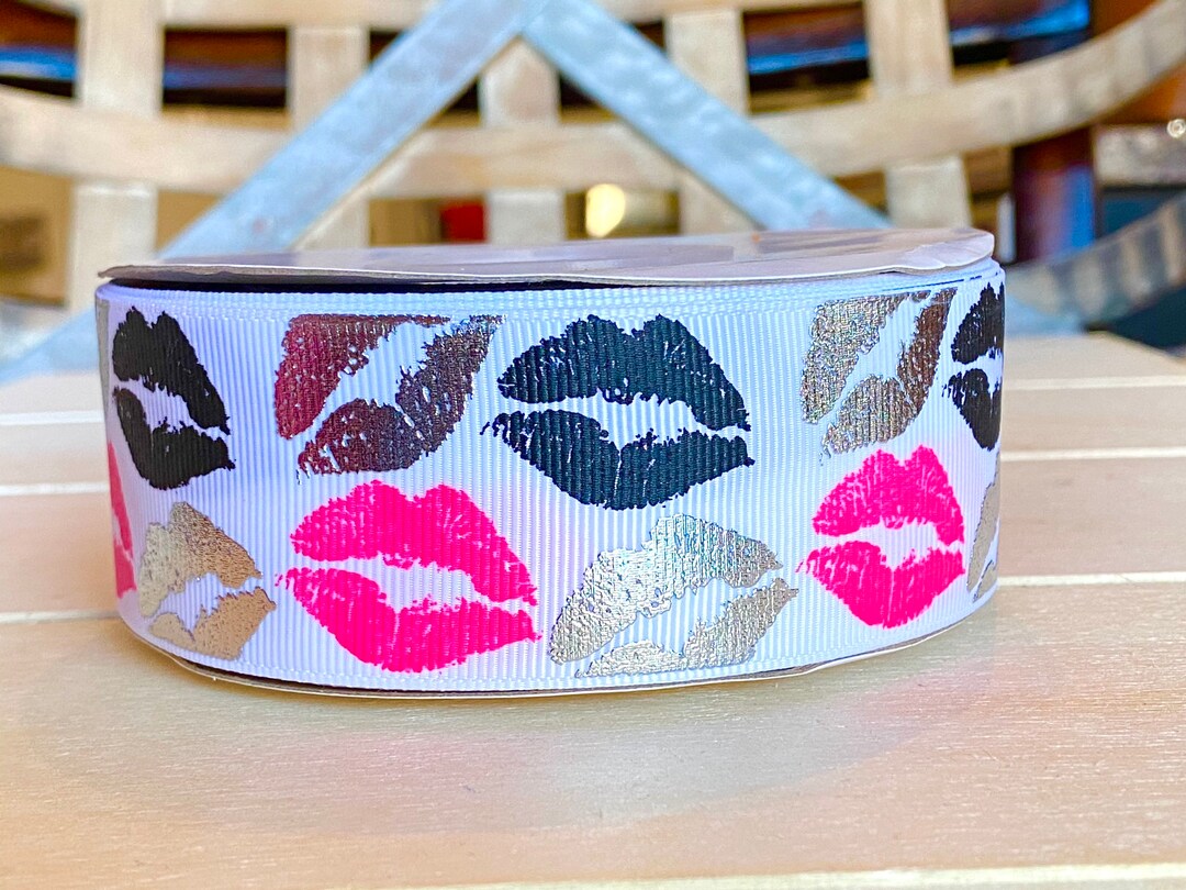 Kisses, Lips USDR, Ribbon for DIY Hairbows, Valentine's Ribbon, Lips ...