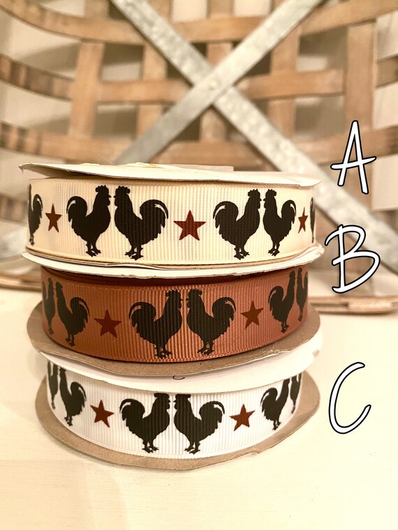 USDR primitive ribbon chicken rooster ribbon for hairbows | Etsy