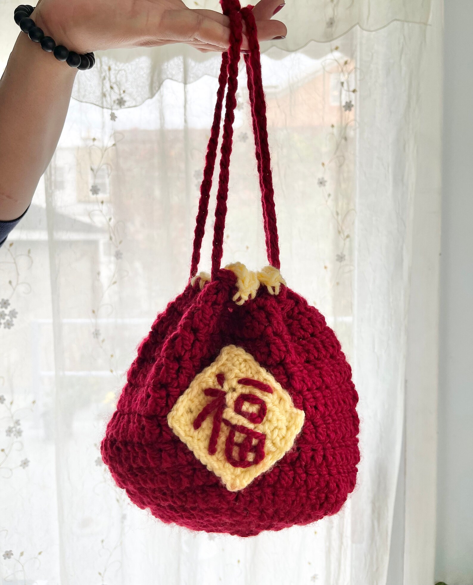 Handmade Knitted Chinese New Year Good Fortune Pouch, Knitted Bag ...