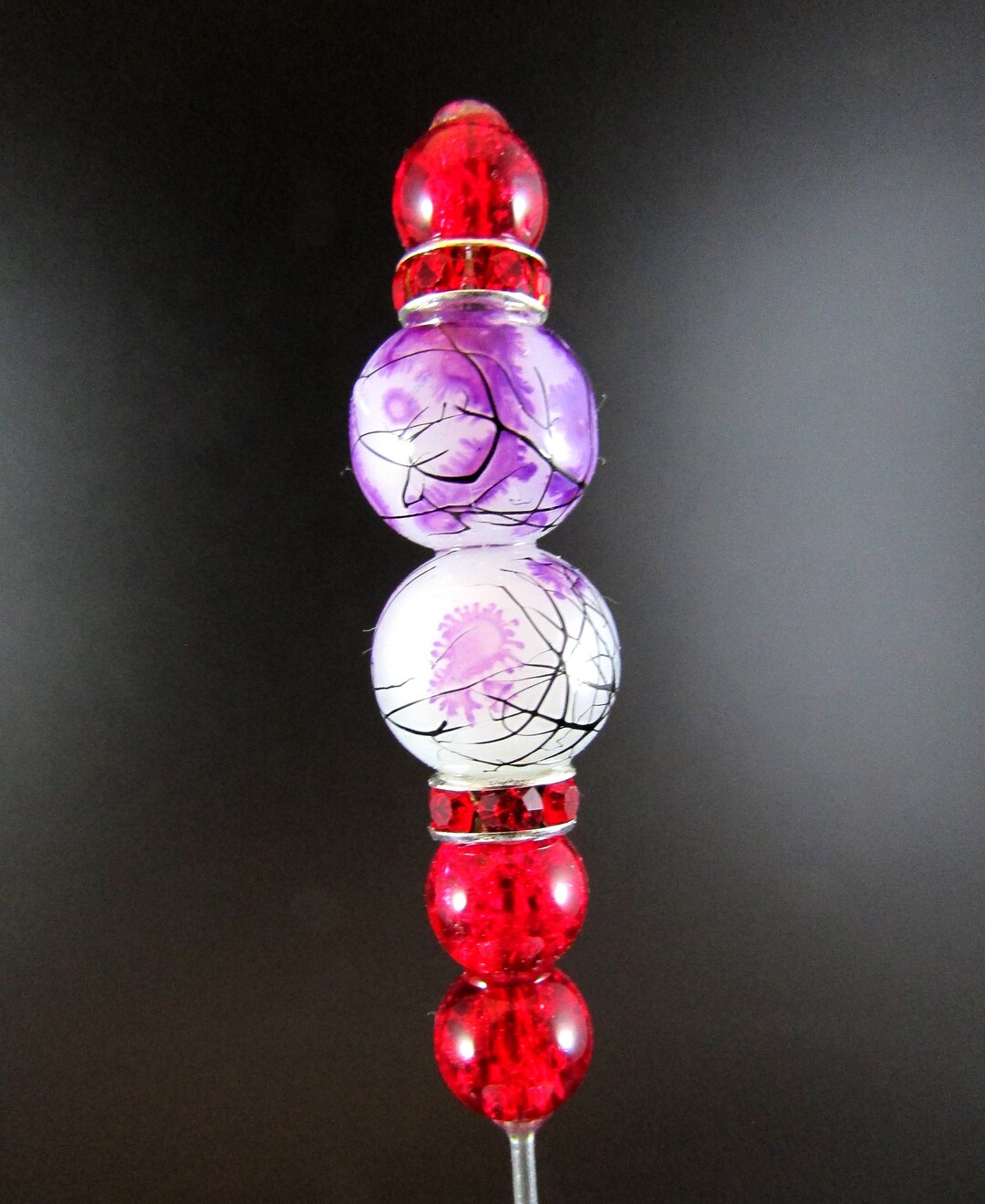 Victorian Era Inspired Hat Pin With White/purple Beads and Small Dark ...