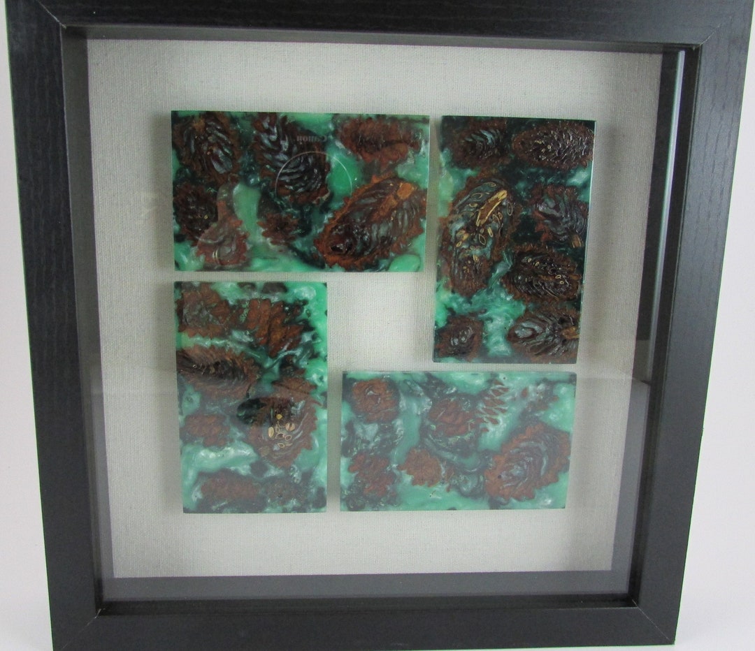 Stabilized Pine Cone and Resin Art Wall Hanging - Opalescent Green - Etsy