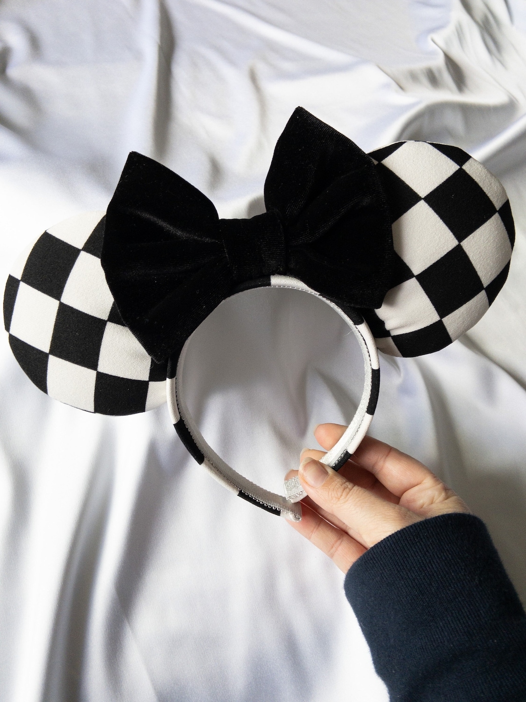 Black & White Mouse Ears - Checkered Minnie Ears - Black and White Vans Minnie Ears - Cars Land ...