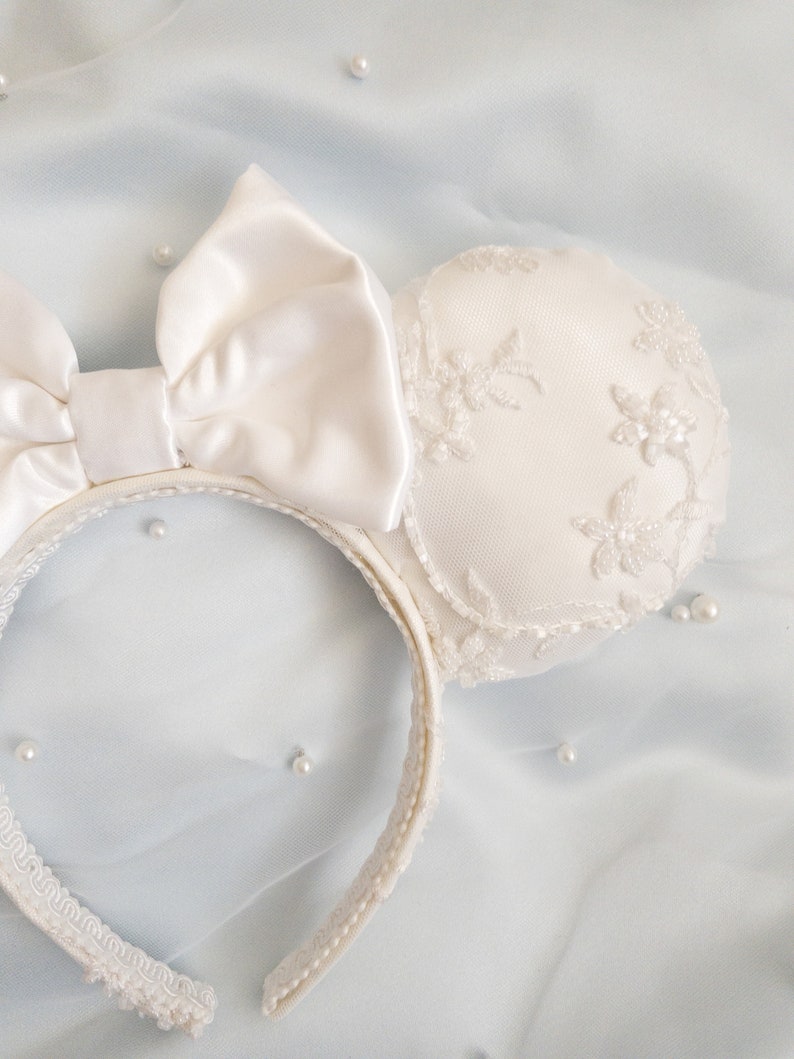 Bridal Beaded Floral Minnie Ears Wedding Minnie Ears With - Etsy