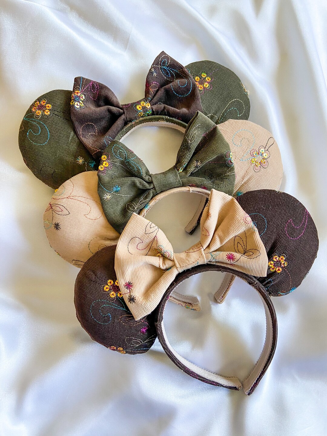 Neutral Corduroy Mouse Ears - Mix & Match Beige, Dark Brown, Army Green ...