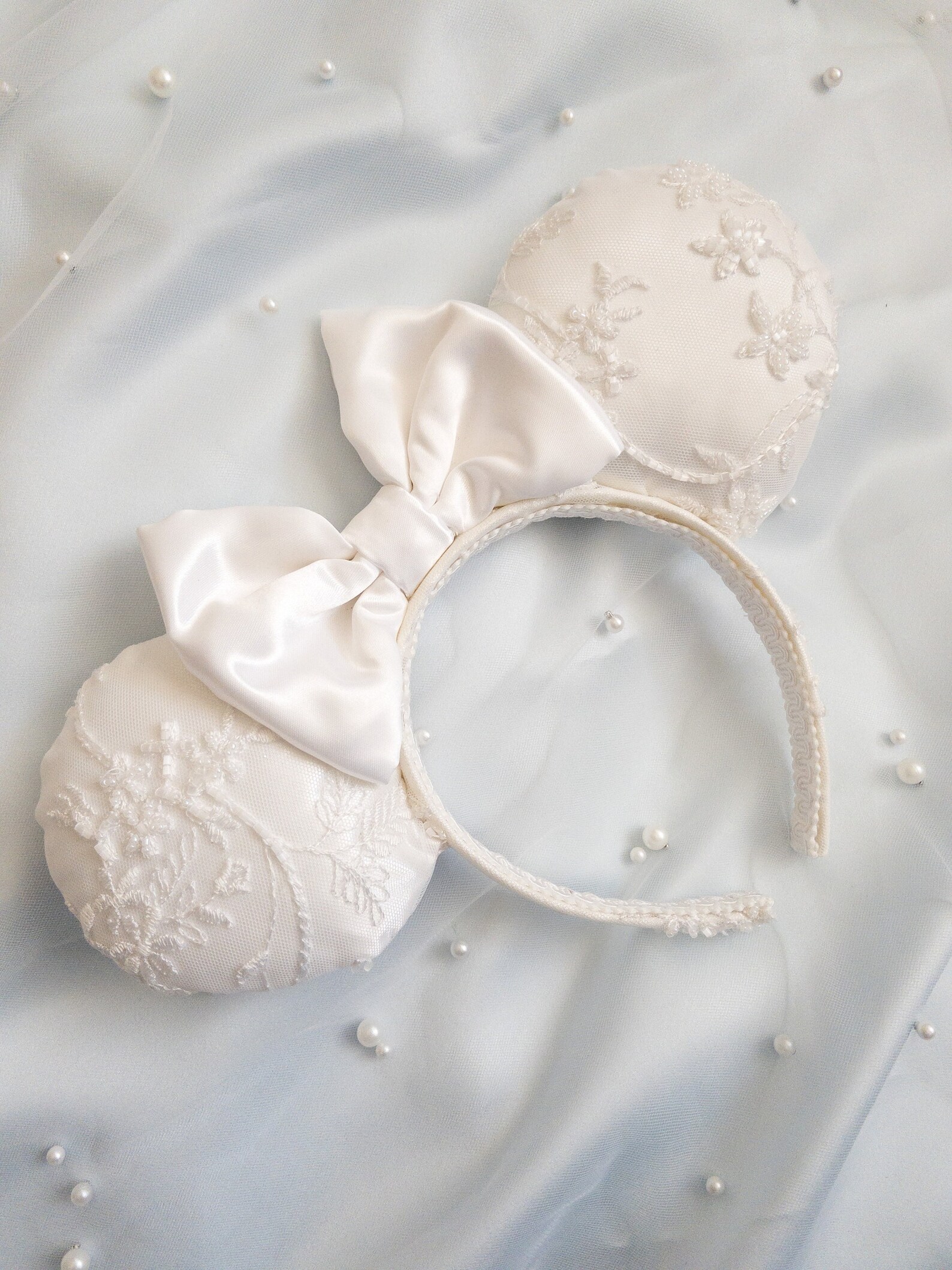 Bridal Beaded Floral Minnie Ears Wedding Minnie Ears With - Etsy