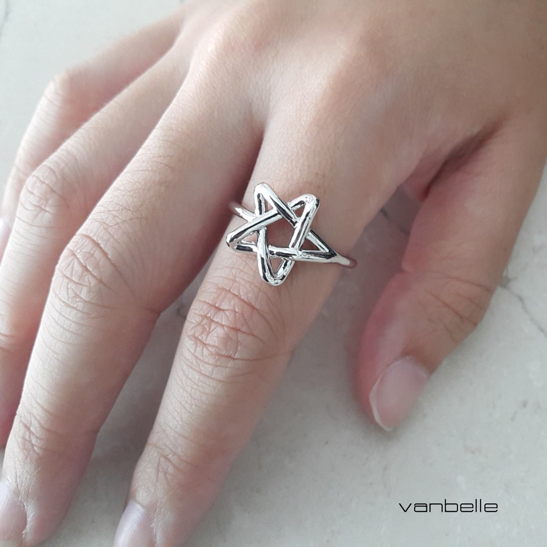 Cursive Star Ring , Handmade - Etsy