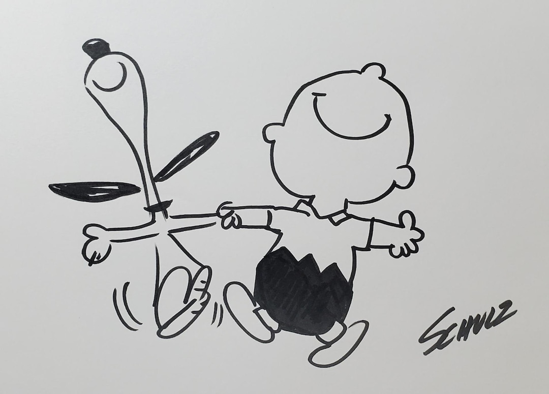 Peanuts Characters Charlie Brown Snoopy Drawing, Ink Illustration ...