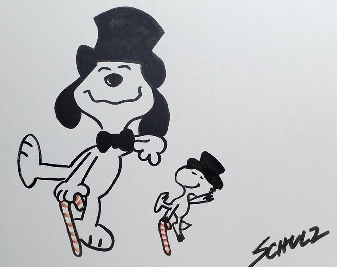 Snoopy and Woodstock Ink Drawing: Peanuts Christmas Art - Etsy