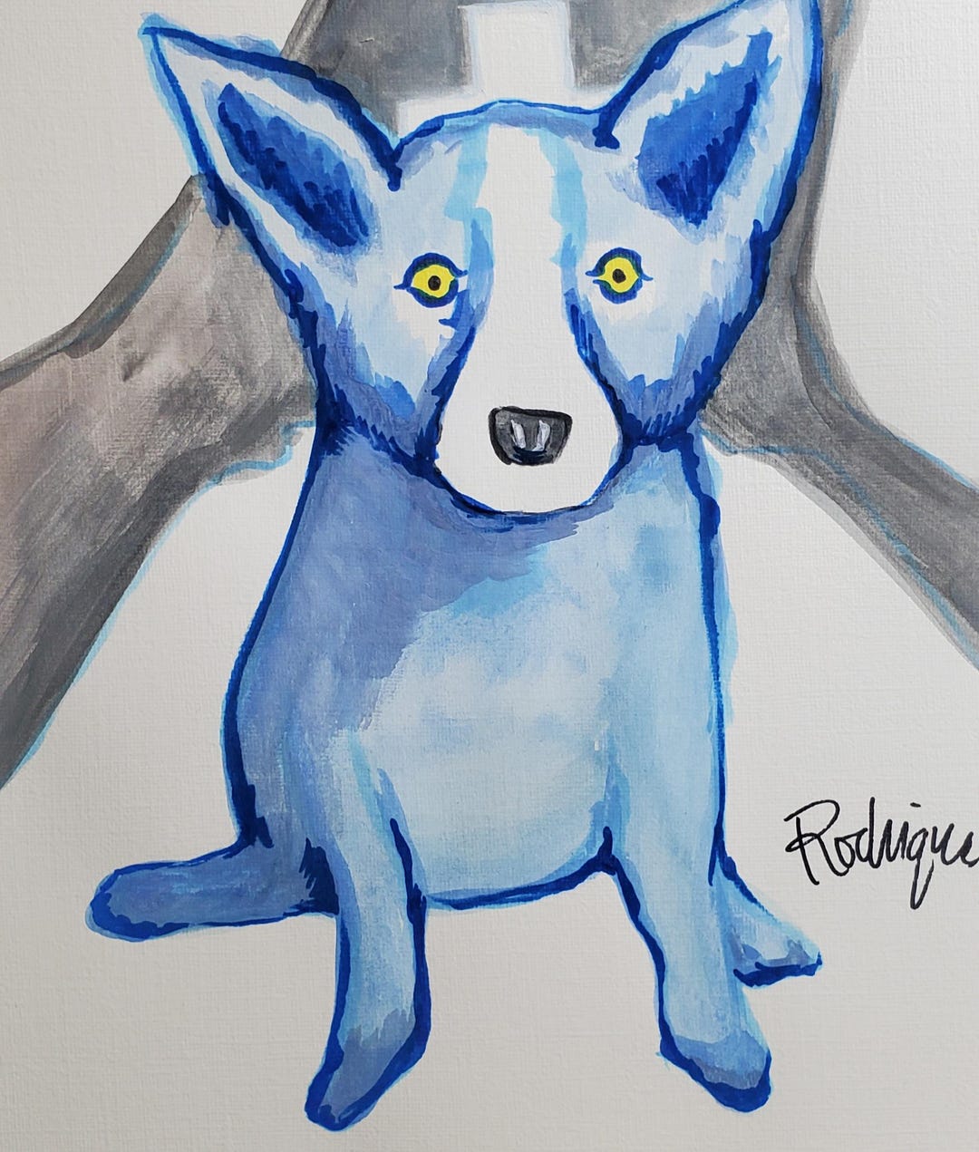 George Rodrigue Blue Dog Painting: Signed Color Illustration, Animal ...