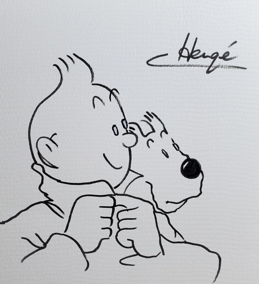 Tintin and Snowy Ink Drawing by Hergé (8x8) - Etsy