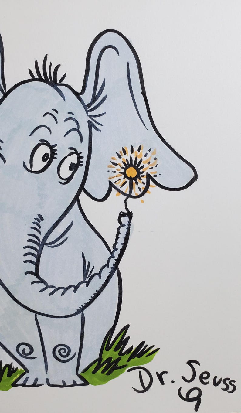 Horton the Elephant Drawing: Dr. Seuss Illustration Art - Etsy