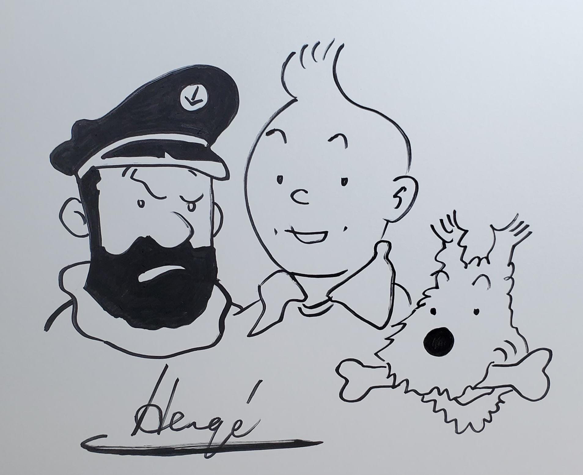 Tintin and Snowy Ink Illustration: Hergé Comic Art (7x10) - Etsy
