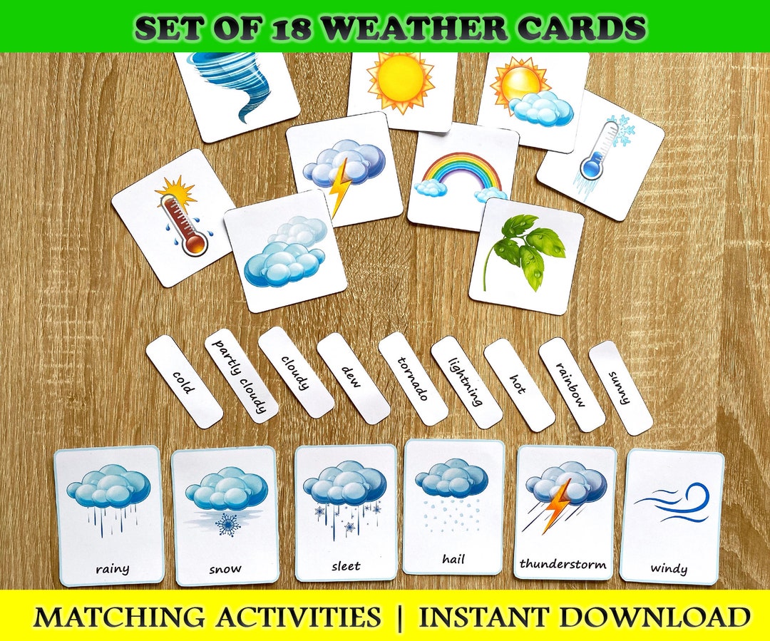 Weather Flashcards, Homeschool Montessori Materials, Toddler Flash ...