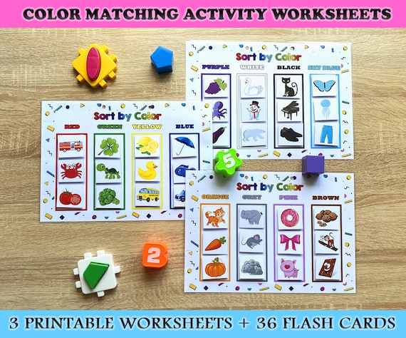 Busy Book Printable Worksheet Preschool Color Matching | Etsy