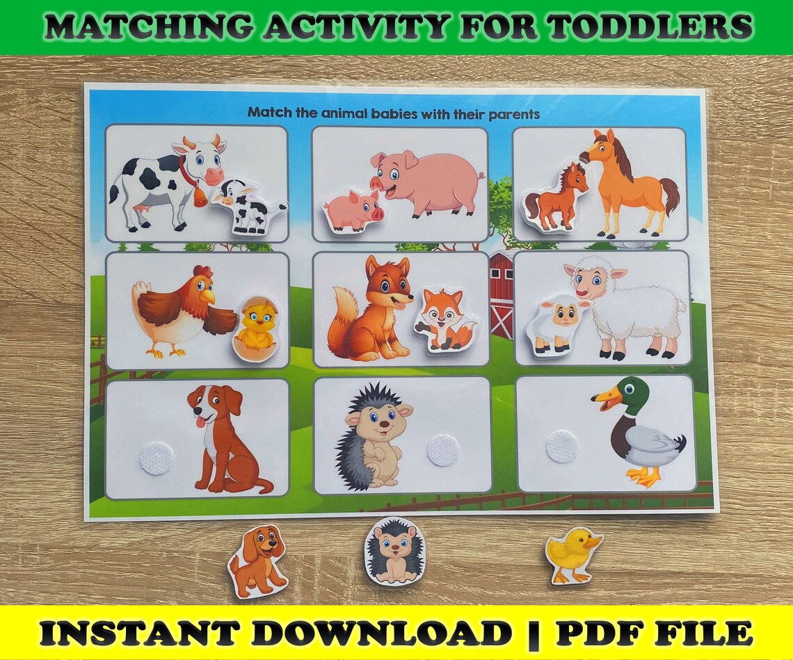 Busy Book Printable Worksheets Set, Matching Activities, Toddler ...