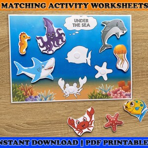 Animal Busy Book Printable Worksheets Set, Matching Activities, Toddler ...