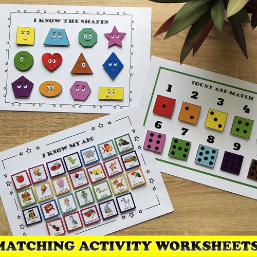Busy Book Printable Worksheet Matching Activities Toddler - Etsy