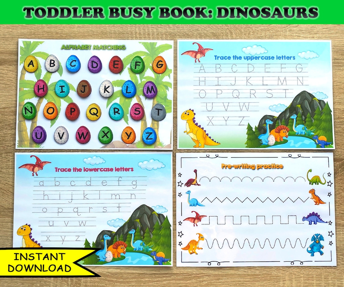 Dinosaur Toddler Printable Busy Book Dino Learning Binder | Etsy