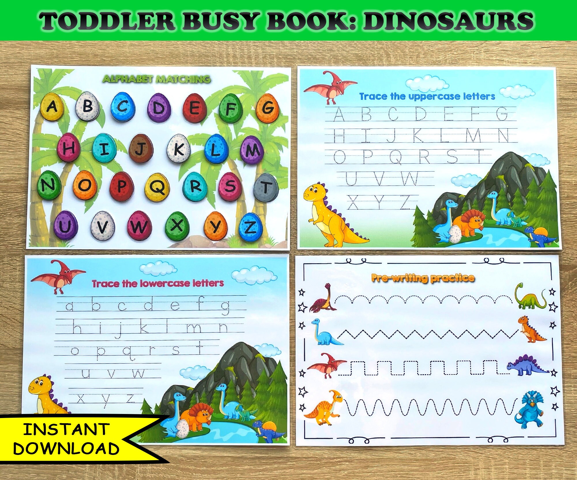 Dinosaur Toddler Printable Busy Book Dino Learning Binder | Etsy