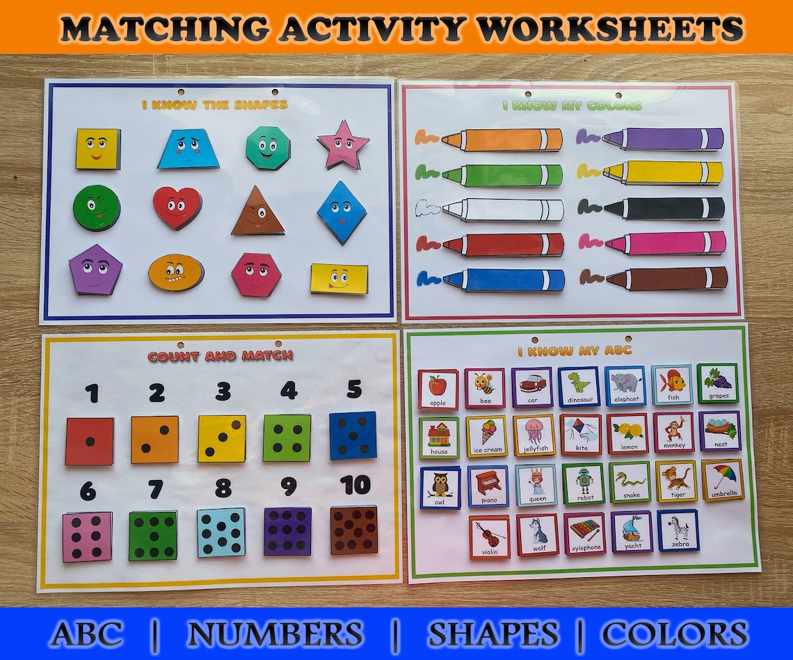 Busy Book Printable Worksheets Set, Matching Activities, Toddler ...