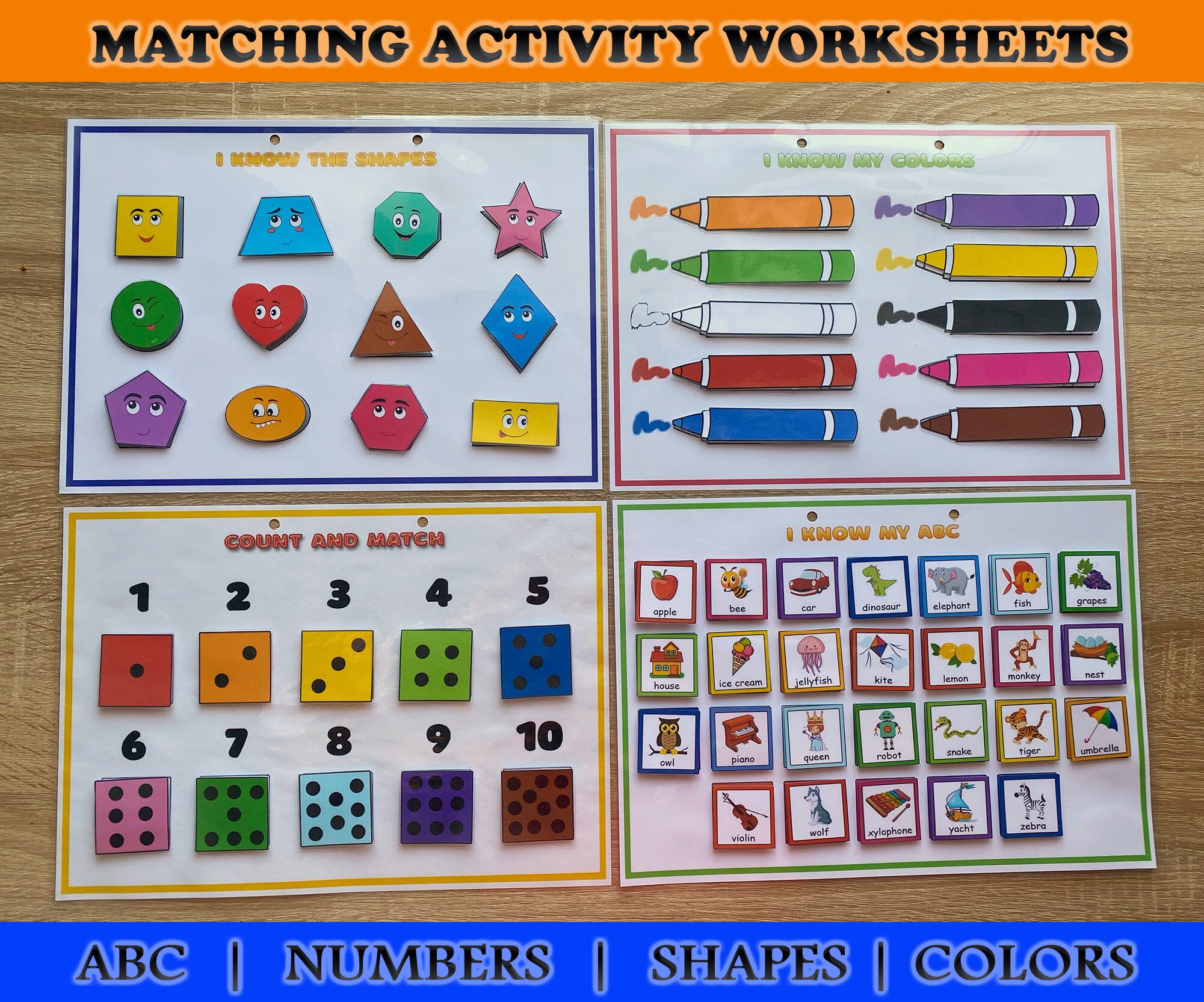 Busy Book Printable Worksheets Set, Matching Activities, Toddler ...