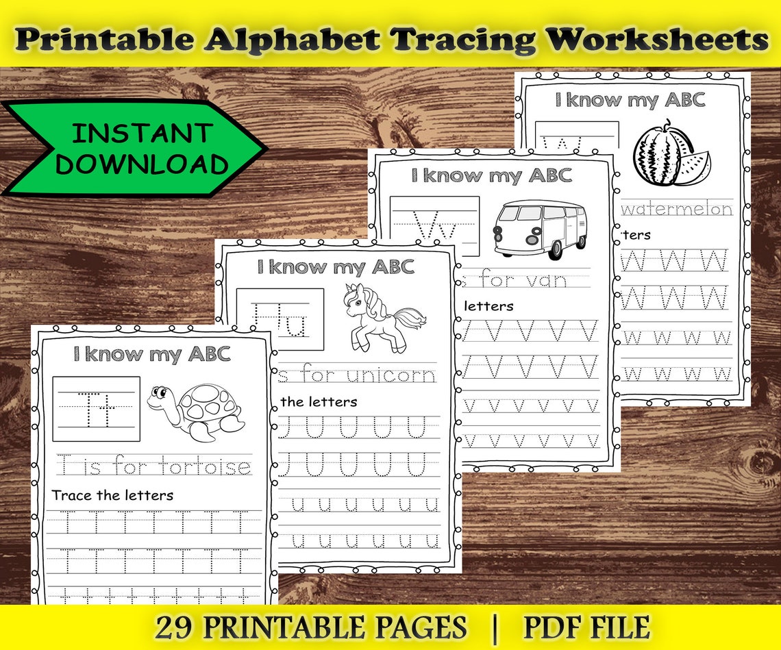 PRINTABLE Alphabet Letters Tracing Worksheets ABC Tracing | Etsy