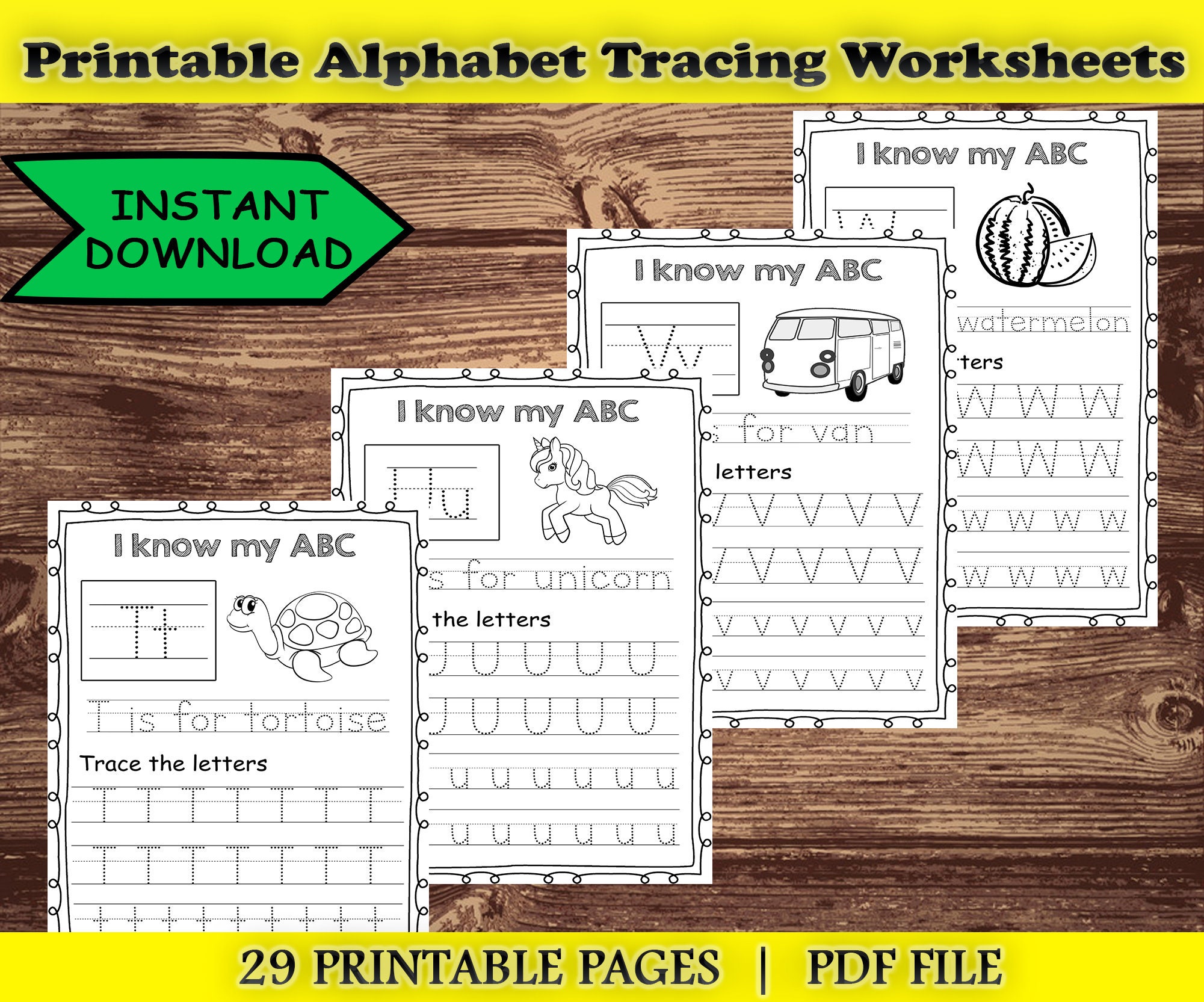 PRINTABLE Alphabet Letters Tracing Worksheets ABC Tracing - Etsy
