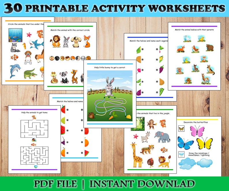 Activity Worksheets for Kids Printable, Preschool Workbook Kindergarten ...