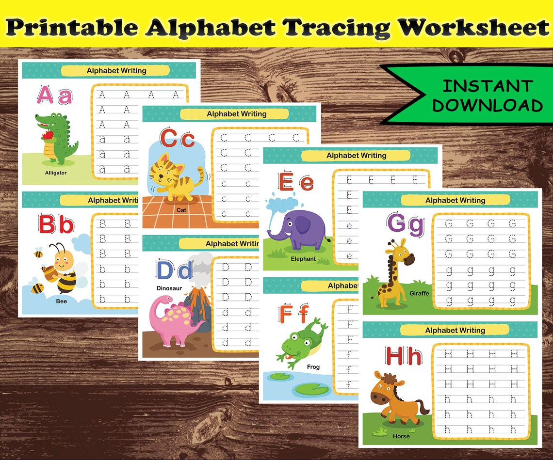 PRINTABLE Alphabet Letters Tracing Worksheets, ABC Tracing, Workbook ...