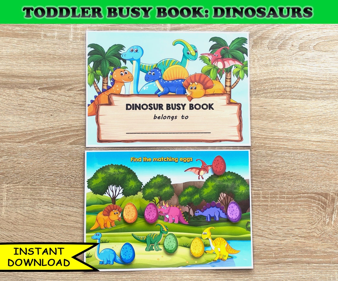 Dinosaur Toddler Printable Busy Book Dino Learning Binder | Etsy