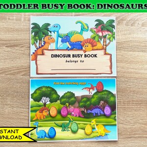 Dinosaur Toddler Printable Busy Book, Dino Learning Binder Worksheets ...