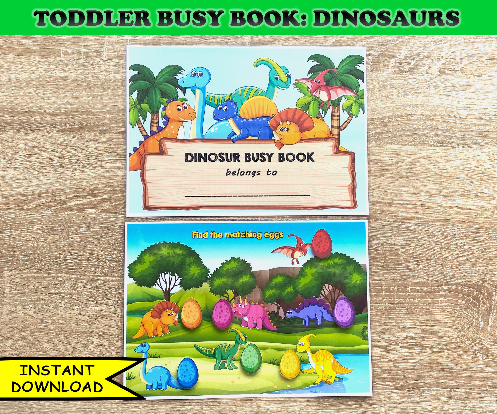Dinosaur Toddler Printable Busy Book Dino Learning Binder | Etsy