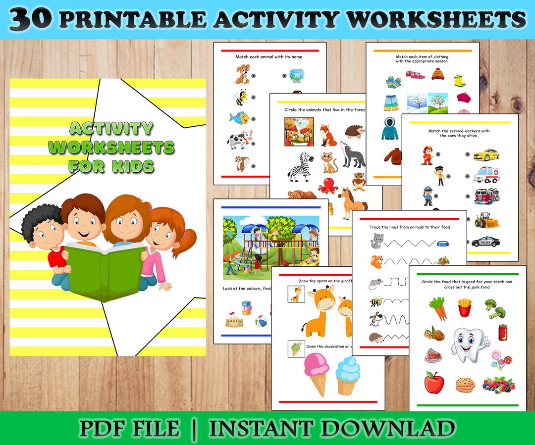 Activity Worksheets for Kids Printable, Preschool Workbook Kindergarten ...