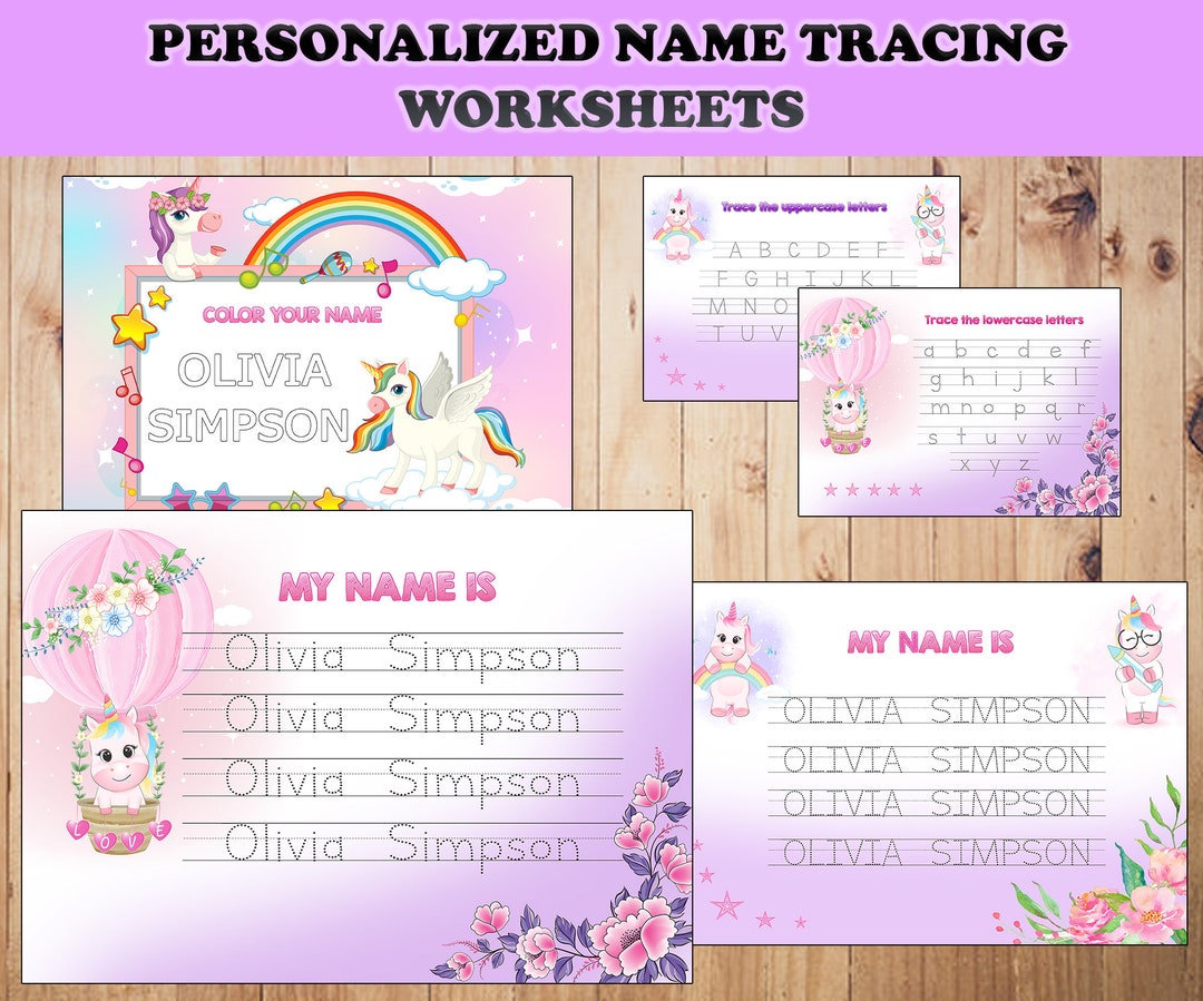 Personalized Name Handwriting Practice Worksheet Unicorn Printable Name ...