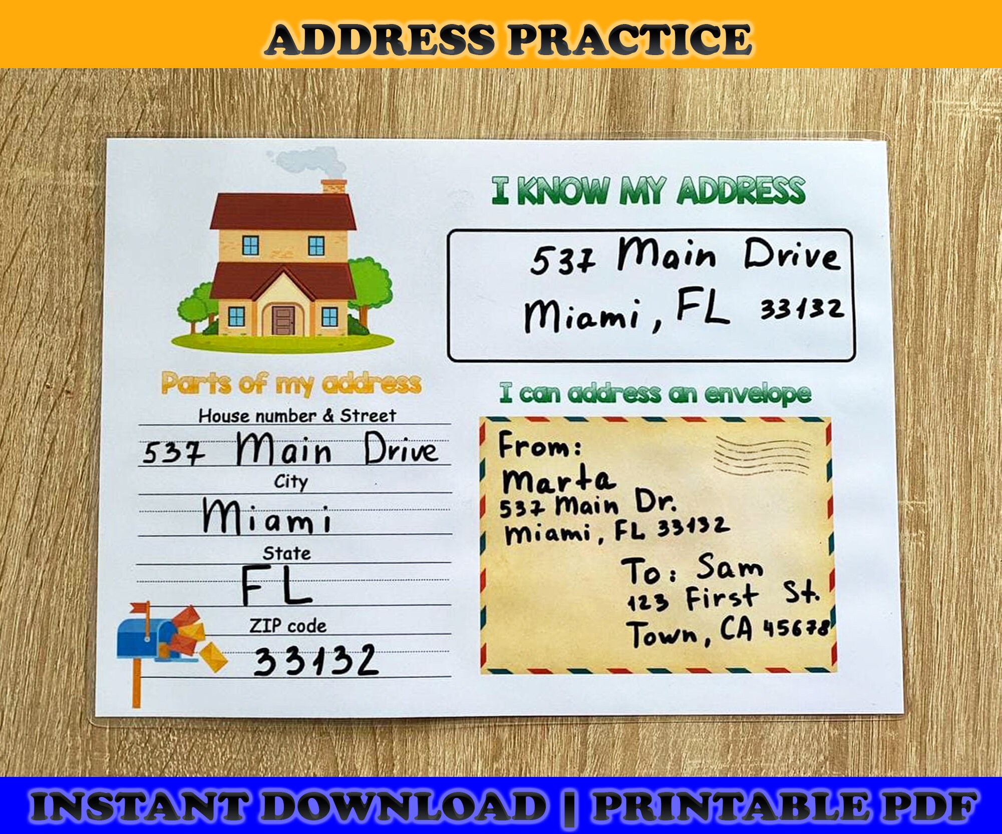 Address Kids Activity, Address Practice, I Know My Address & Phone ...