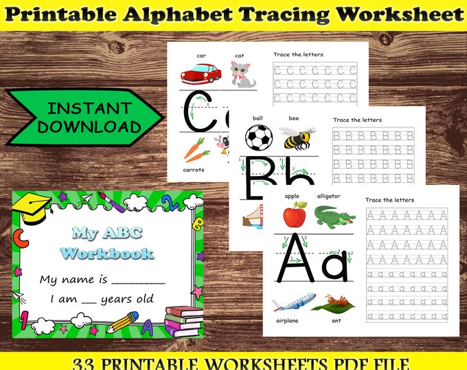 PRINTABLE Kindergarten Worksheets Alphabet Tracing Preschool Worksheets ...