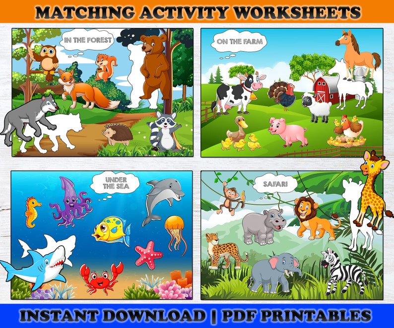 Animals Shadow Matching Activity Printable, Bugs Silhouette Toddler ...
