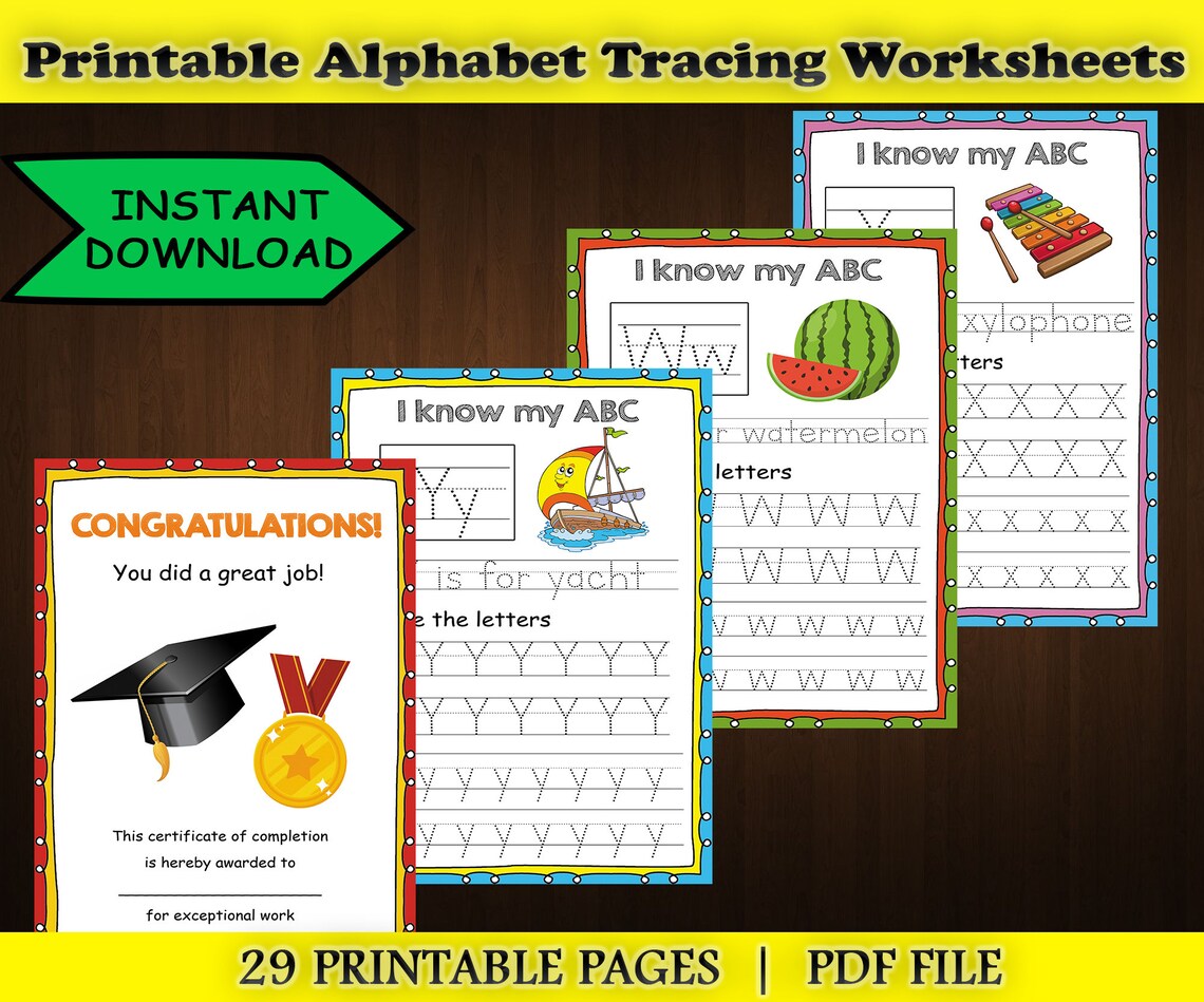 PRINTABLE Alphabet Letters Tracing Worksheets, ABC Tracing, Workbook ...