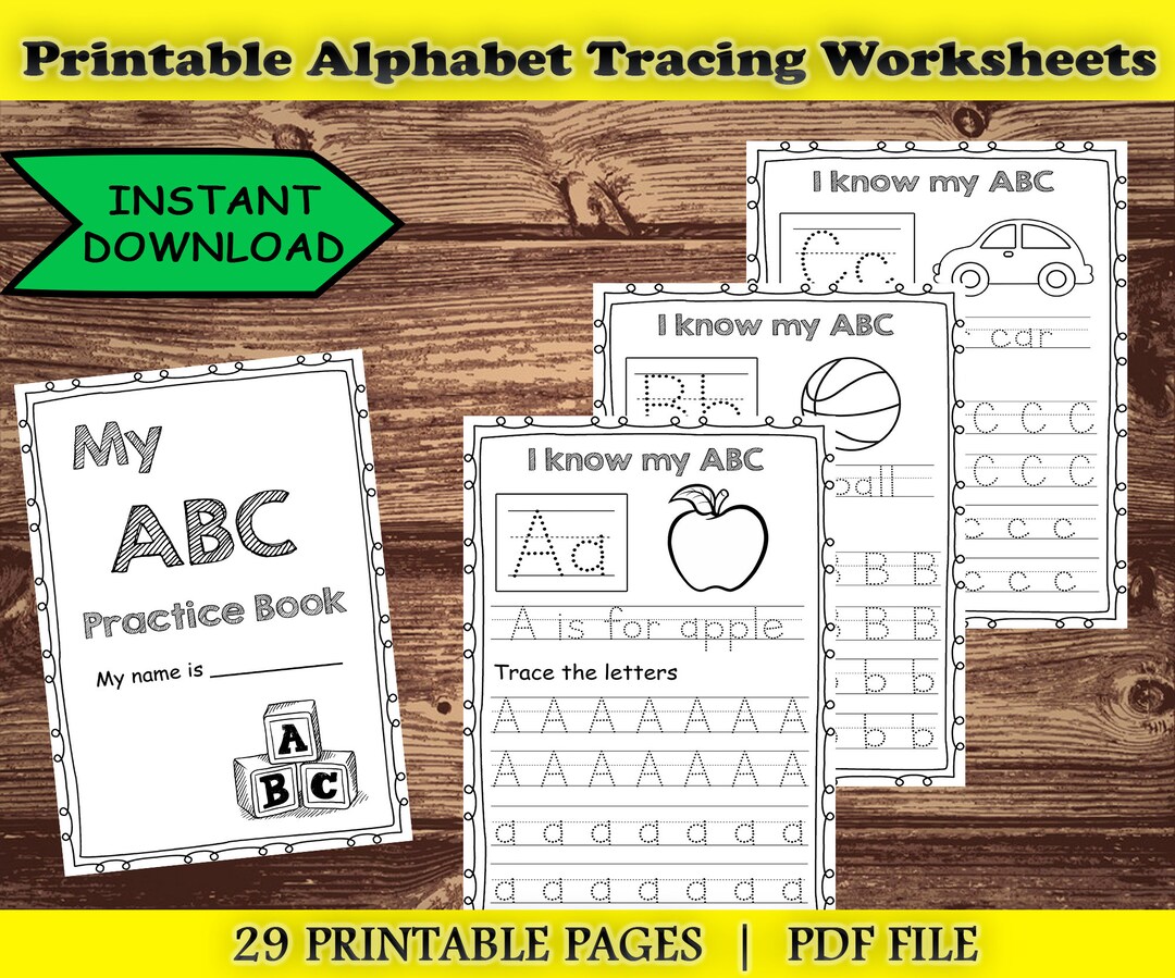 PRINTABLE Alphabet Letters Tracing Worksheets, ABC Tracing, Workbook ...