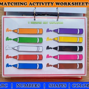 Busy Book Printable Worksheets Set, Matching Activities, Toddler ...