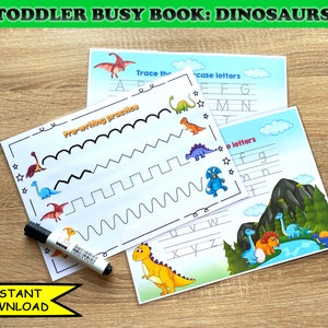 Dinosaur Toddler Printable Busy Book, Dino Learning Binder Worksheets ...